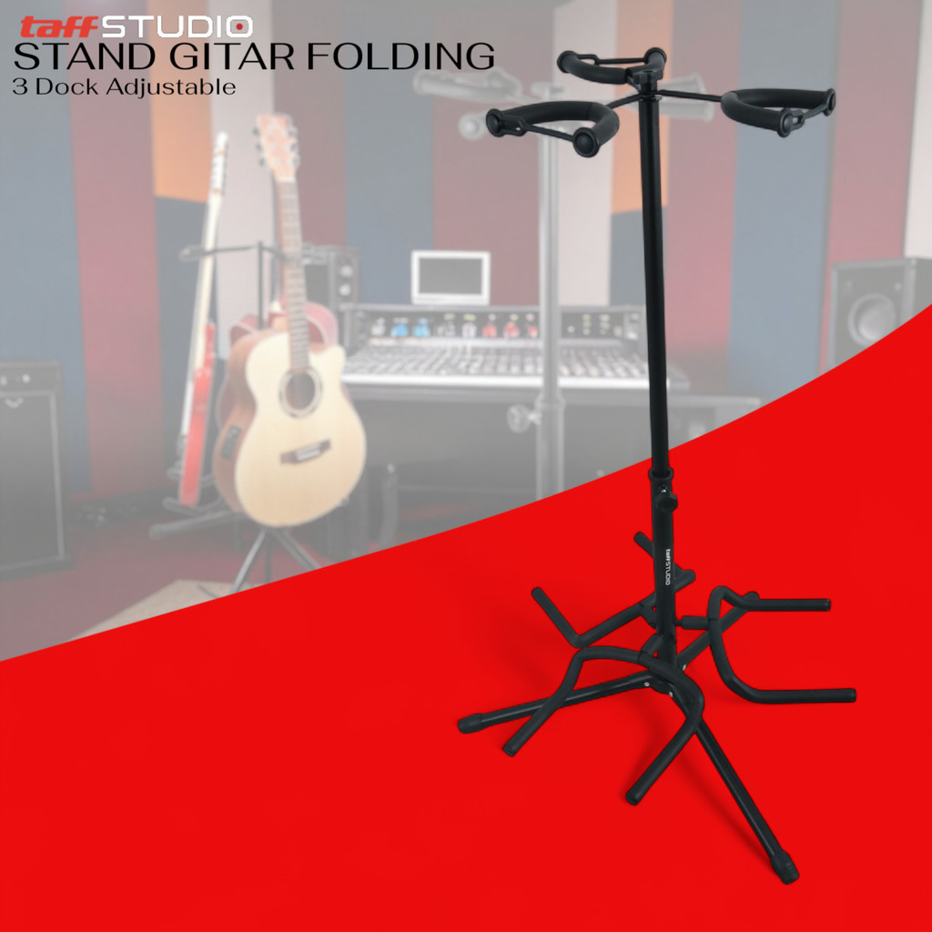 Jual TaffSTUDIO Stand Gitar Folding 3 Dock Adjustable Besi - HK434 ...