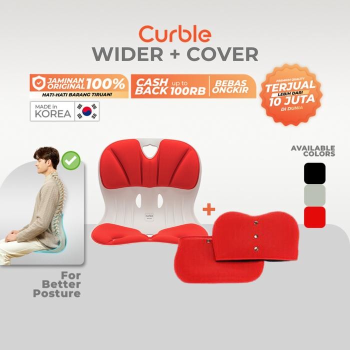 Jual Curble Posture Chair Wider - Bundling Chair Red & Cover Red ...