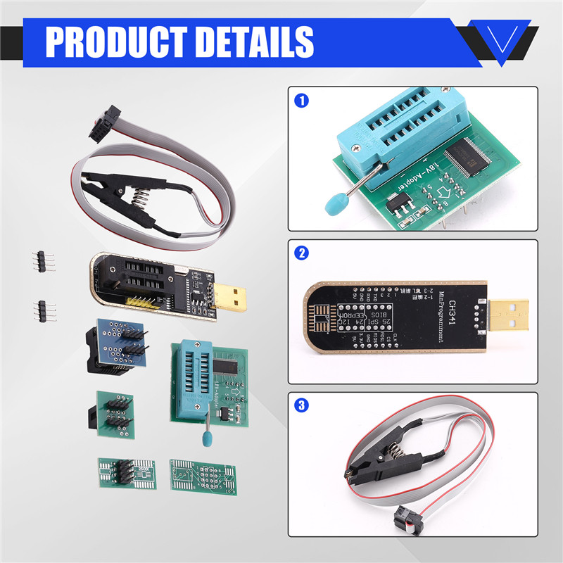 Jual A69Z CH341A BIOS USB Programmer SOP8 DIP8 1.8V Conversion Socket 8 ...