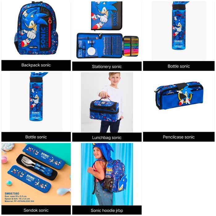 Jual Sonic The Hedgehog Smiggle Backpack, Botol, Lunchbag, Stationery ...