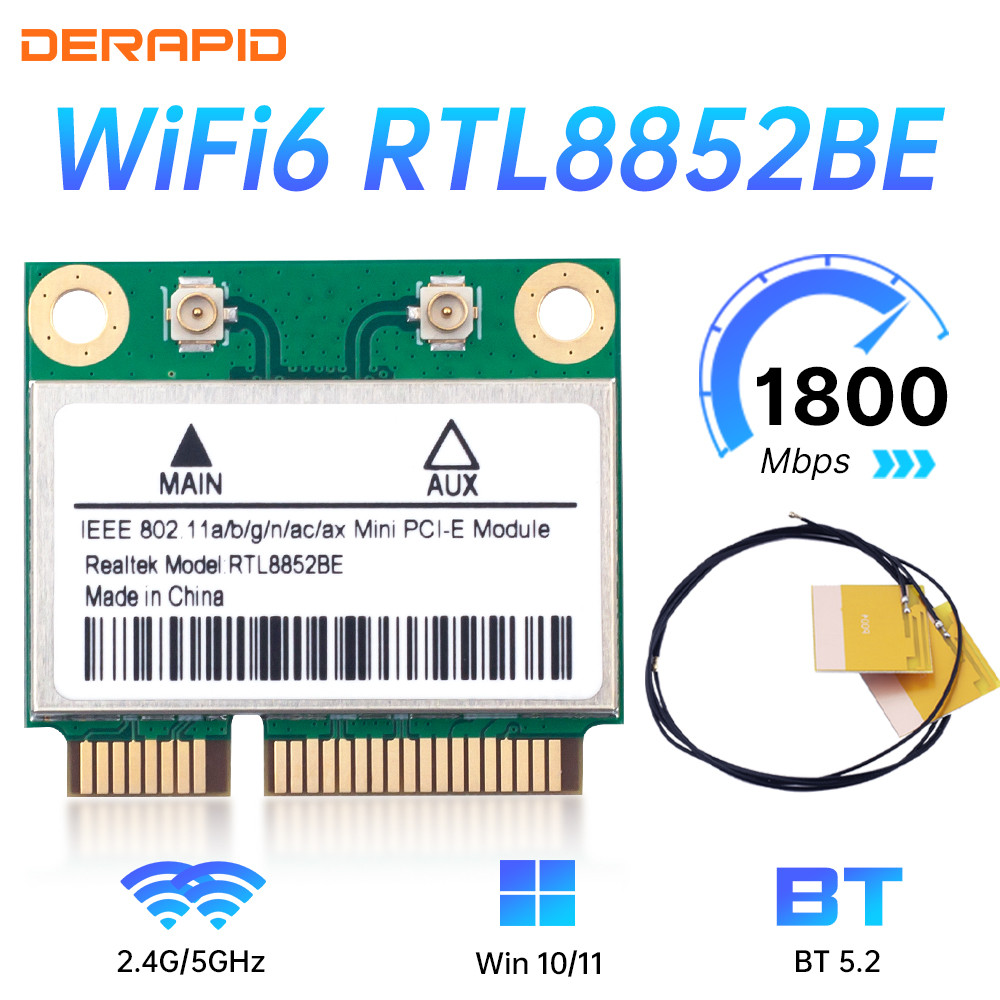 Jual RTL8852BE WiFi 6 Network Card Antenna Kit 1800Mbps BT 5.2 Dual ...