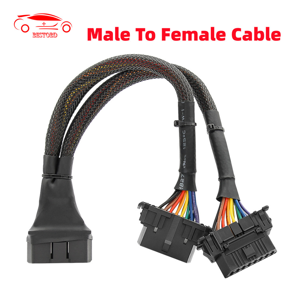 Jual 16Pin Obd2 Male To Dual Female Converted Cable Obd 2 Y-Cable Car ...