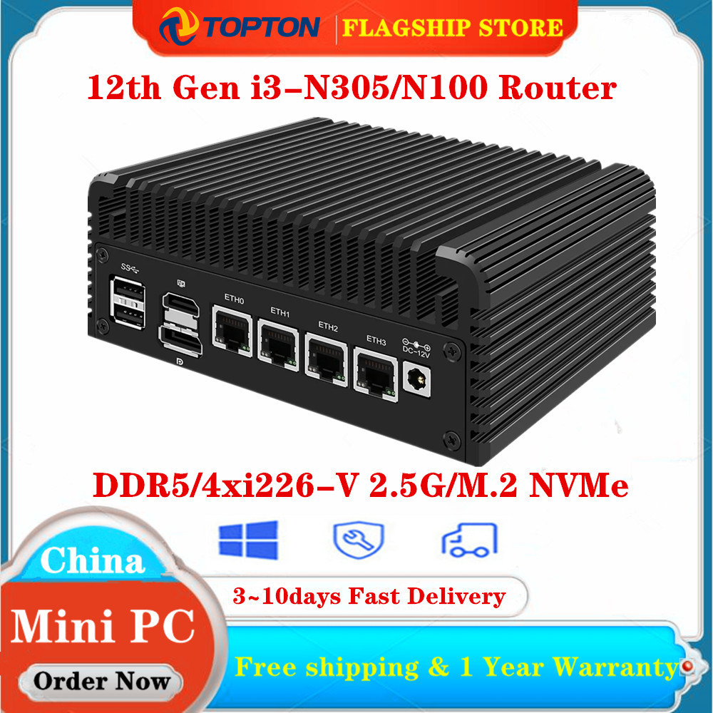 Jual Solid Fanless Mini PC Soft Router Intel i3 N305 N355 N150 N100 ...