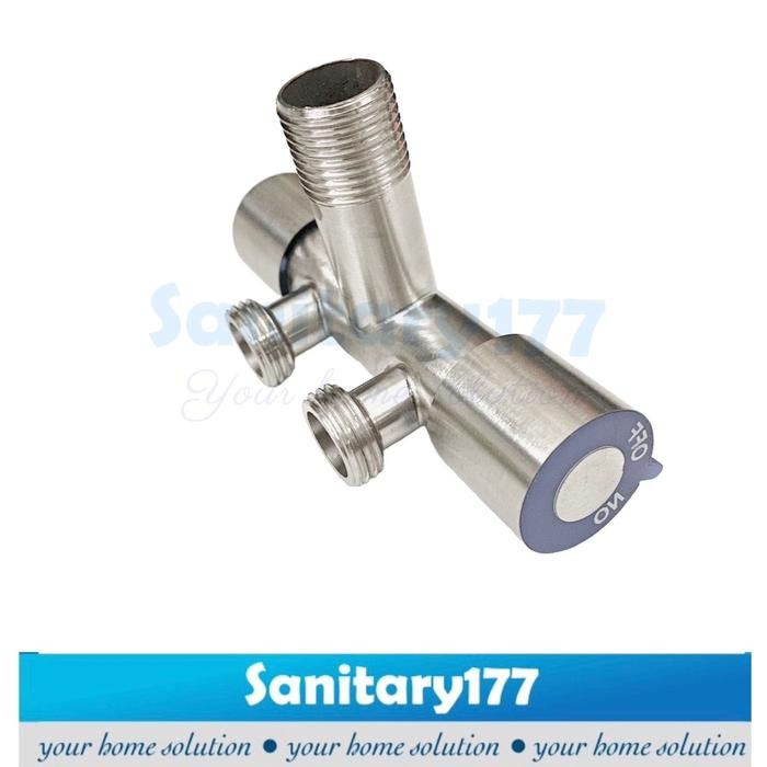 Jual Stop kran cabang double stainless 304 minimalis 2B keran air shower kloset bidet closet ...