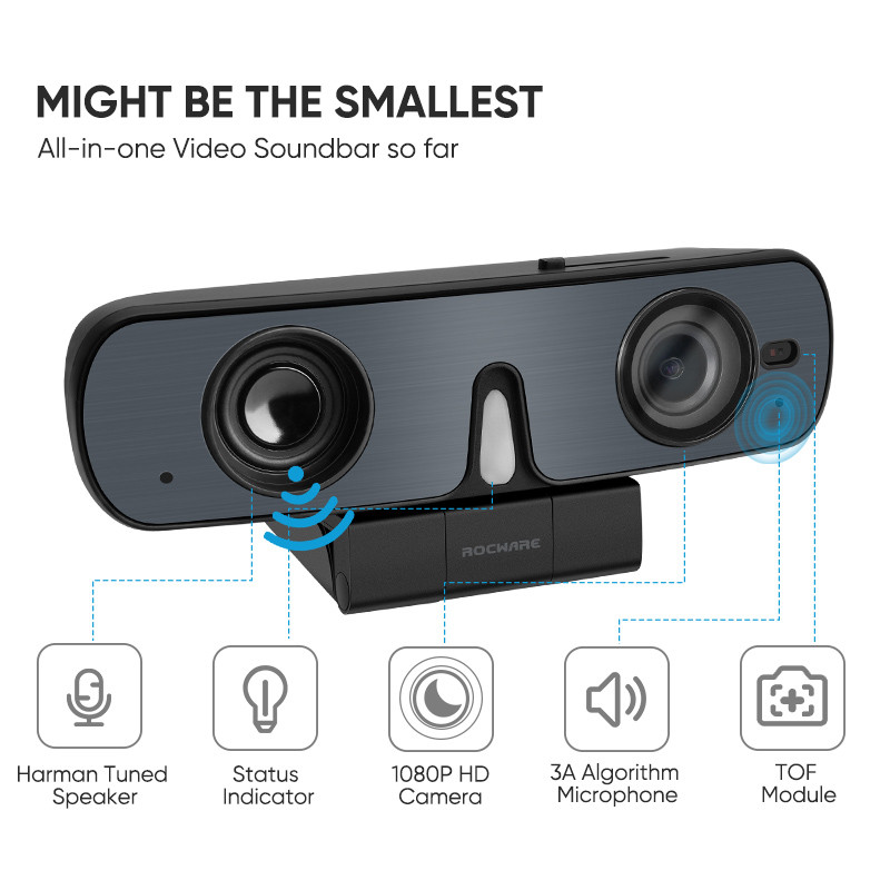 Jual ROCWARE Autofocus Webcam with Speaker, RC08 2K Web Cam, Computer Camera for PC with Noise ...