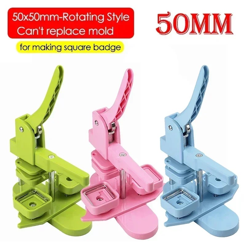 Jual 50Mm Square Badge Button Maker Manual Press Badge Machine For Diy ...