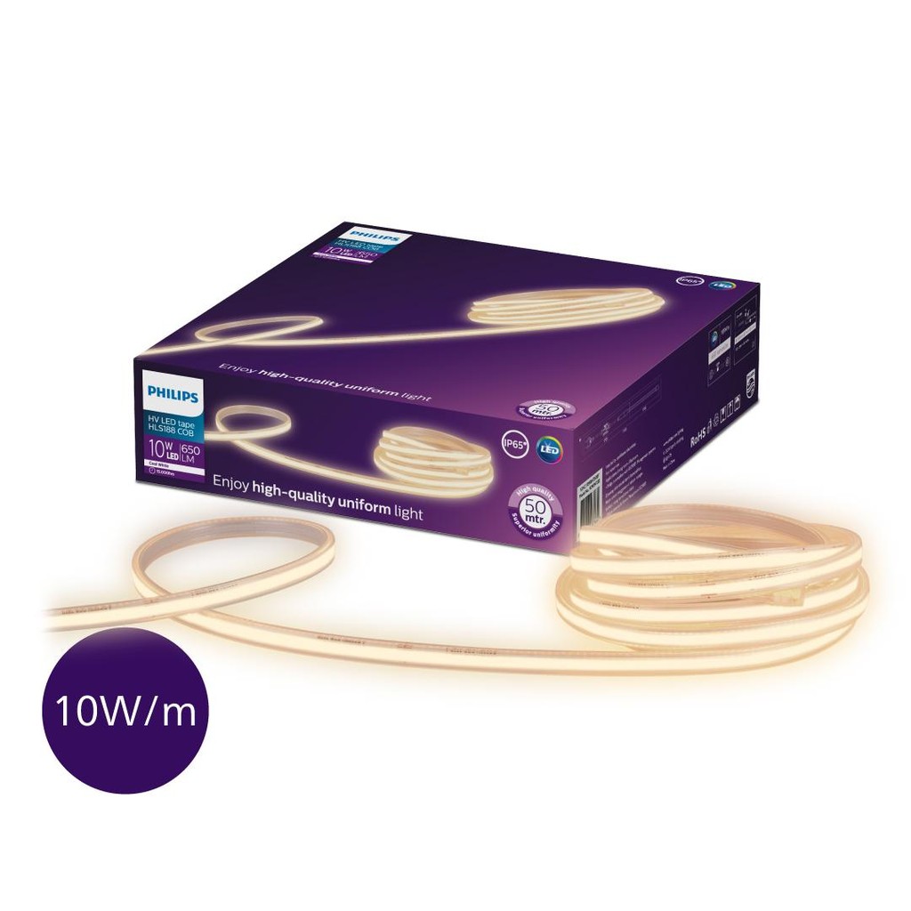 Jual Lampu Philips LED Strip Outdoor HLS188 COB 50M 10W 4000K Semi ...