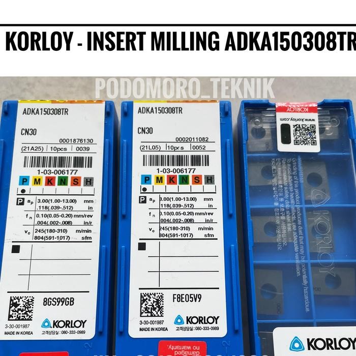 Jual BARANG READY STOKK KORLOY Insert Milling ADKA 150308 TR CN30 ...