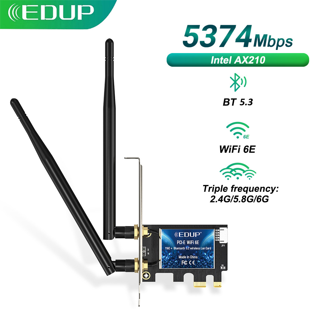 Jual EDUP 5374Mbps WiFi 6E Intel AX210 PCIe Wireless WiFi Adapter PCI ...