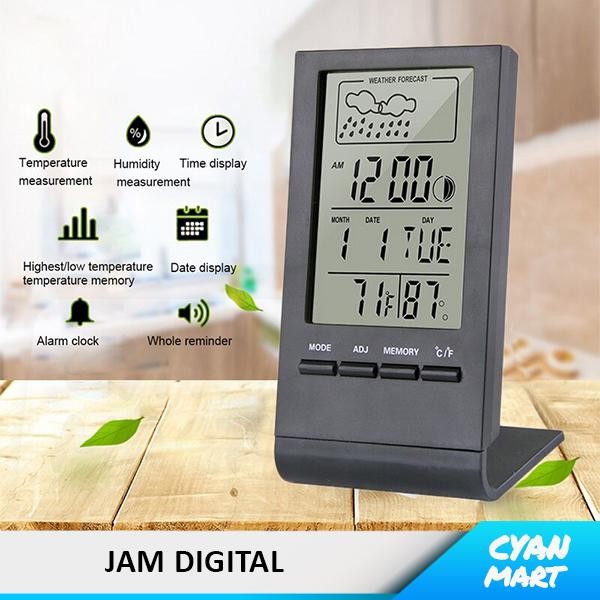 Jual Jam Meja Digital Lcd Weather Forecast Date Alarm Clock Hygrometer ...