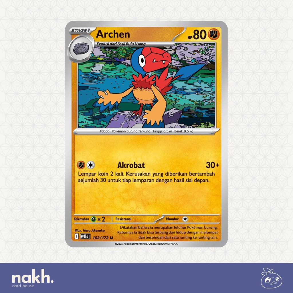 Jual Kartu Pokemon TCG Indonesia Hitam & Putih sv11s 102/172 Archen | Shopee Indonesia