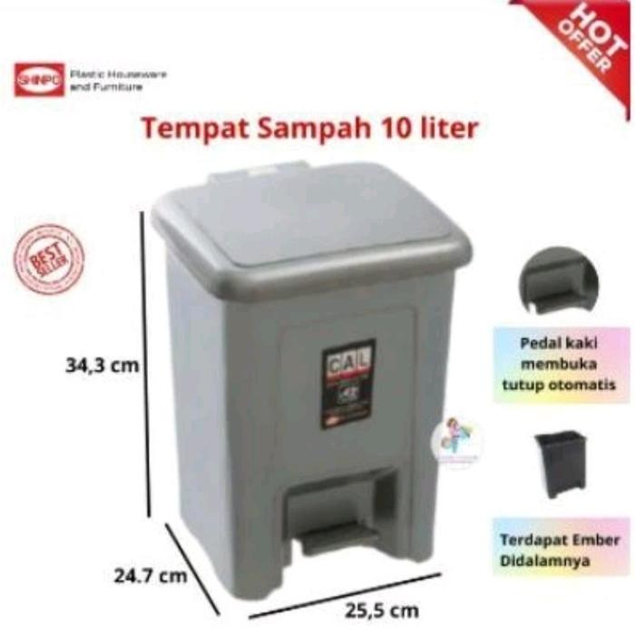 Jual PREMIUM Tempat Kotak Sampah Plastik Injak Pedal Segi 10 Liter ...