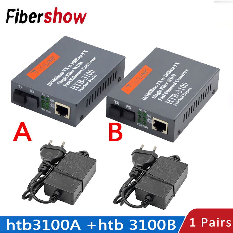 Jual Media Converter HTB-3100 Fiber Optical Single Mode Single Fiber SC ...