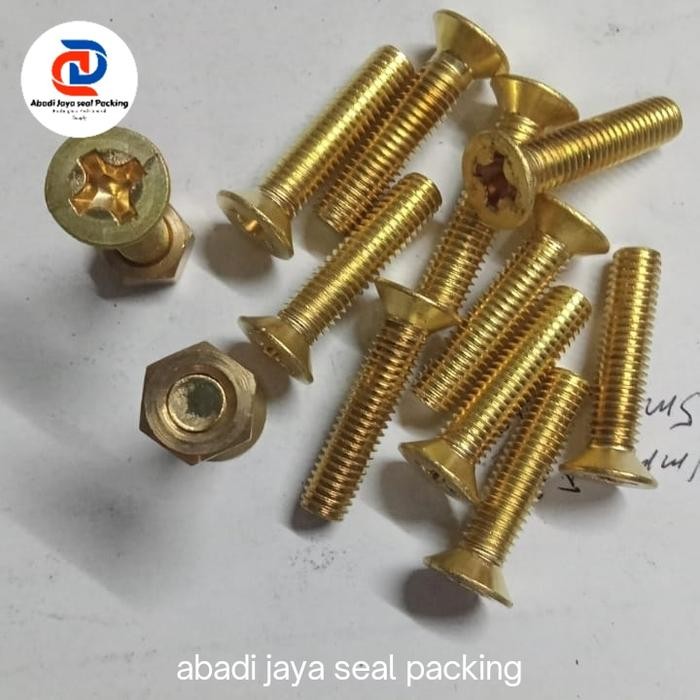Jual Pilihan- Countersunk Bolt-Baut Kuningan M8 35 | Shopee Indonesia