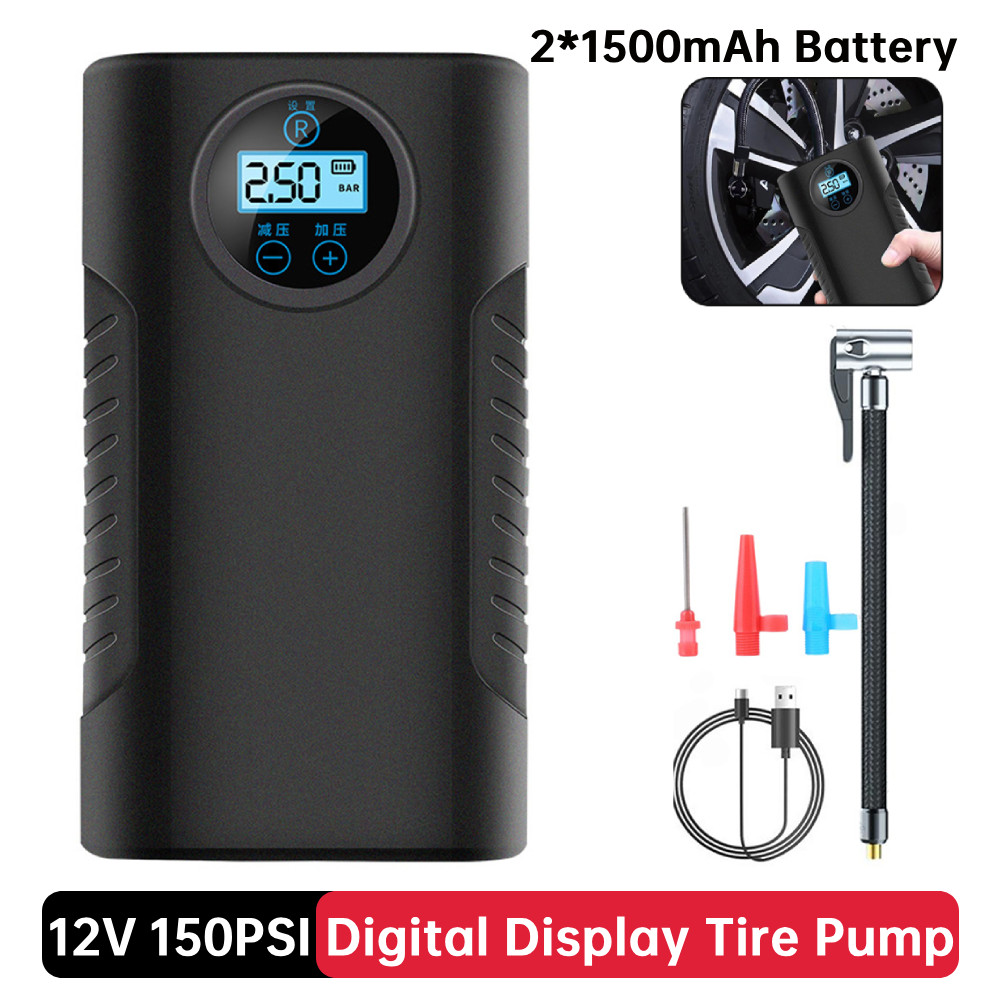 Jual IMPORT 150PSI Cordless Tire Inflator USB Rechargeable Portable Air ...