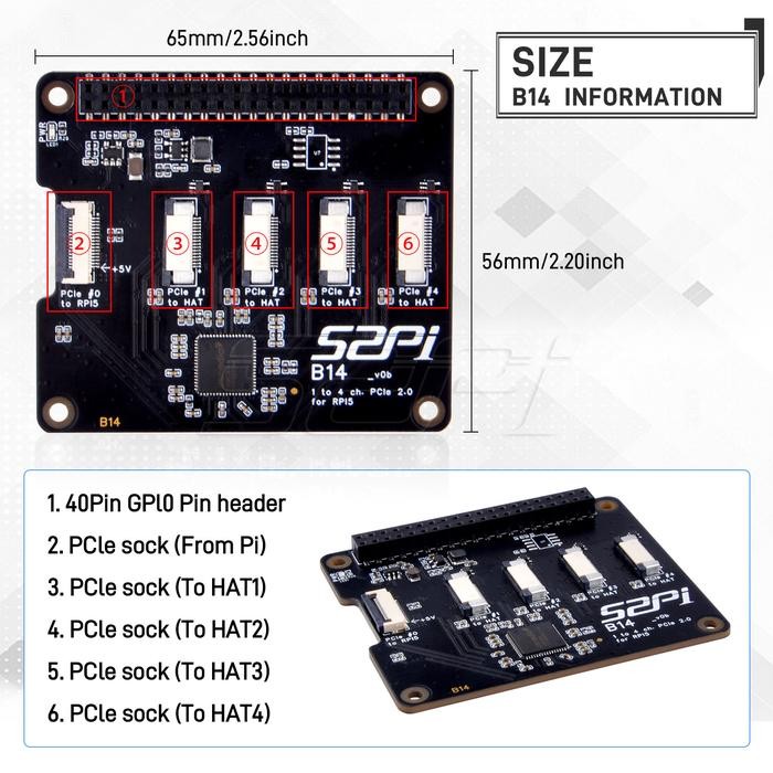 Jual dijual! New 52Pi B14 Quad FPC PCIe HAT for Raspberry Pi 5 Daisy ...
