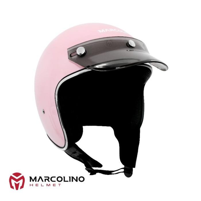Jual Helm Bogo Retro Marcolino Classic Pastel Pink Edition SNI With Pet ...