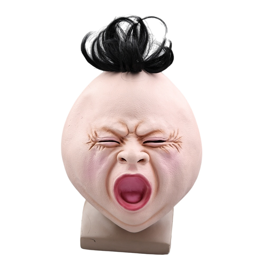 Jual Cosplay Mask Funny Yawn Face Masks Full Head Latex Yawning Person ...