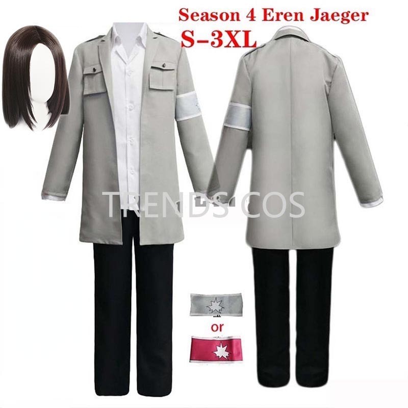Jual Eren Jaeger Cosplay Costume Eren Yeager Uniform Suit Outfits Wig ...