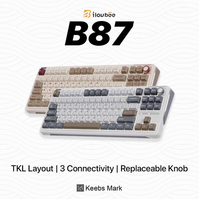 Jual ILovBee B87 Tri Mode RGB Wireless TKL Layout Mechanical Keyboard ...