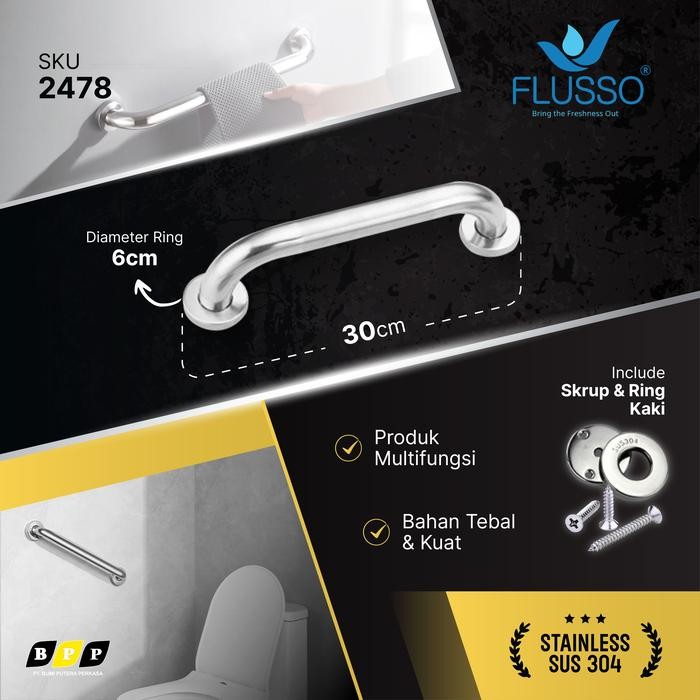 Jual Pegangan Kamar Mandi FLUSSO Handrail Stainless Stell SUS304 Bar ...