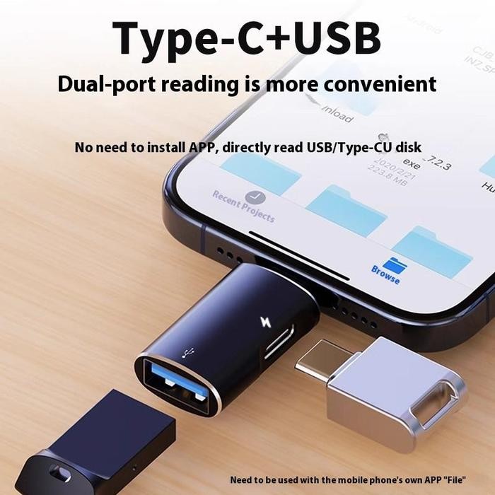 Jual TRIPLEDI OTG 2IN1 Lightning To USB 3.0 Type C TD5203 Aluminium ...