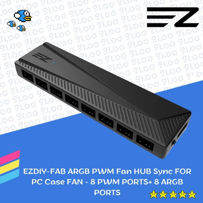Jual EZDIY-FAB ARGB PWM Fan HUB Sync FOR PC Case FAN - 8 PWM PORTS+ 8 ...