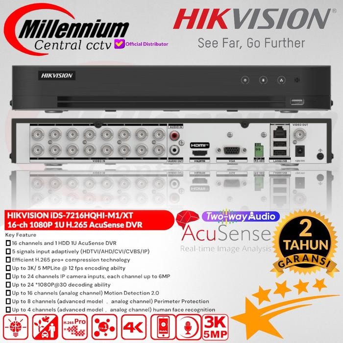 Jual DVR HIKVISION 16CH iDS-7216HQHI-M1/XT TURBO HD ACUSENSE TWO WAY ...