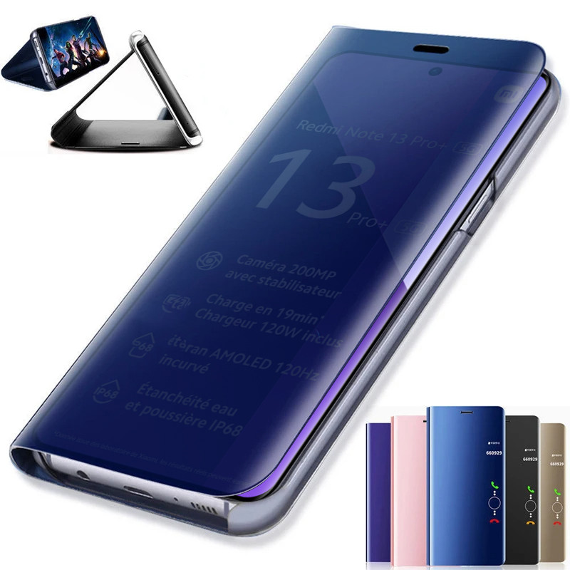 Jual Mirror Flip Phone Case For Xiaomi Redmi Note 13 12 14 Pro Plus 12S ...