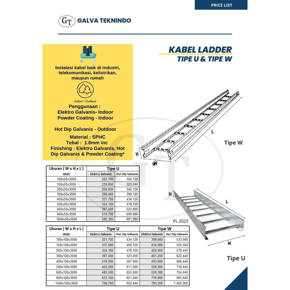 Jual KABEL LADDER U 200X100X3000MM FINISHING ELEKTRO GALVANIS TERMURAH ...