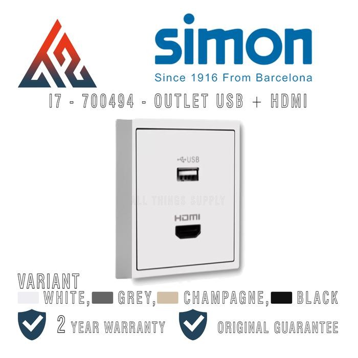 Jual SIMON I7 STOP KONTAK SOCKET USB DAN HDMI OUTLET - 700494 | Shopee ...