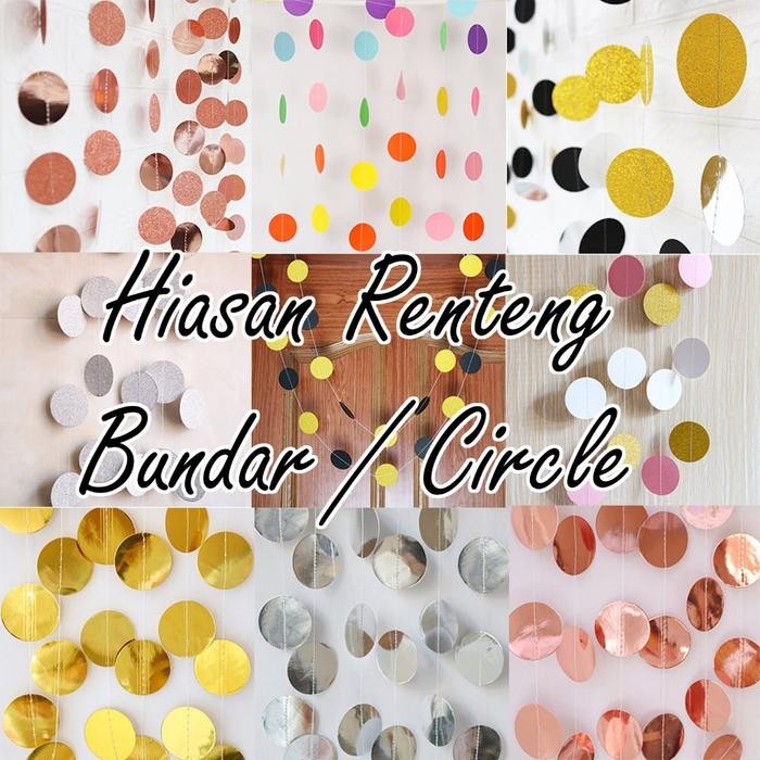 Jual 1 Set Hiasan Renteng Metalik Glitter Bulat Bintang Hati Banner ...