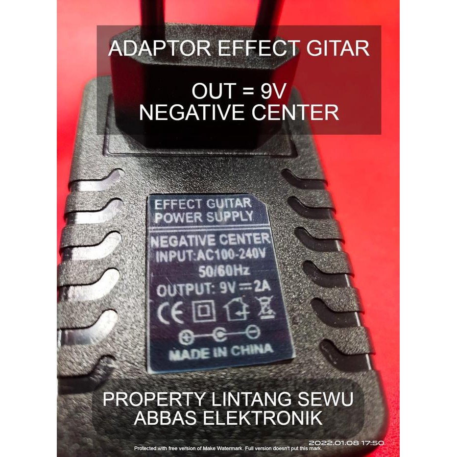 Jual ADAPTOR POWER SUPPLY EFFECT GITAR 9 VOLT NEGATIVE CENTER | Shopee ...