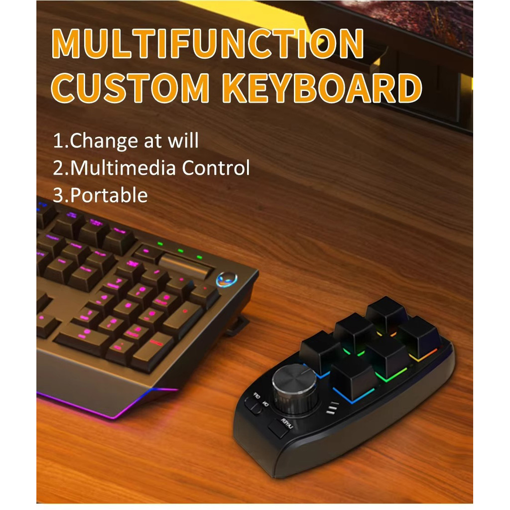 Jual Keyboard Macro Bluetooth Wired Mechanical Shortcut 6 Key 1 Knob ...
