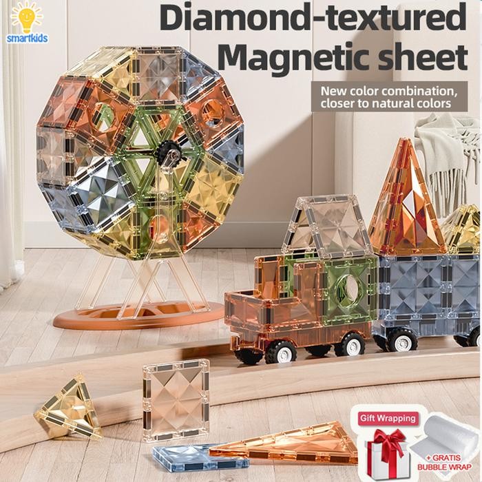 Jual Mainan Magnetic Tiles Blocks 4D Diamond Puzzle Board Sheet / Stem ...
