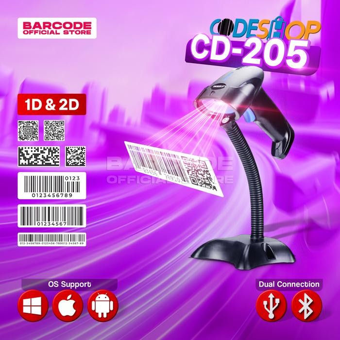 Jual Stok Baru Codeshop CD-205 BT Scanner Barcode Wireless Bluetooth 1D ...