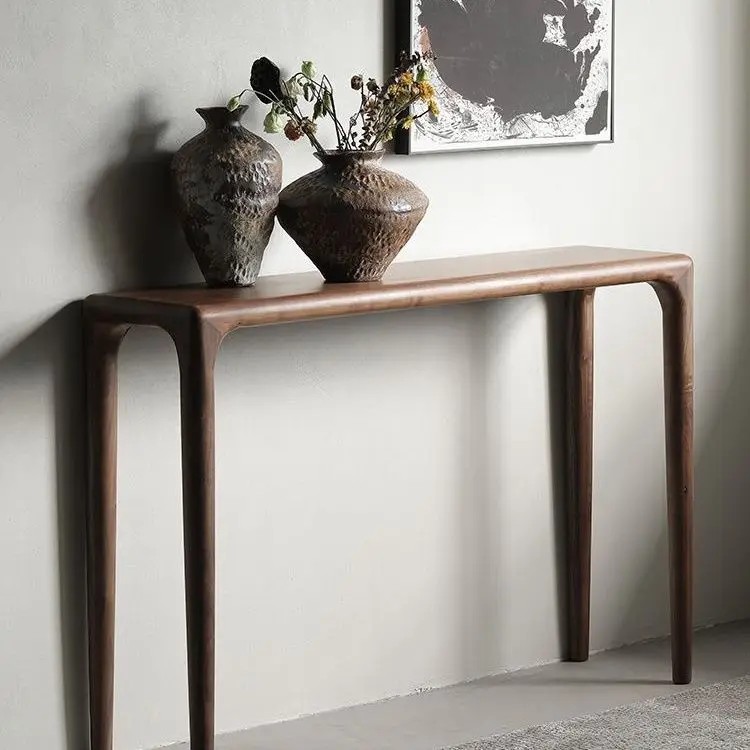 Jual Nordic solid wood foyer minimalist wall side table long strip ...