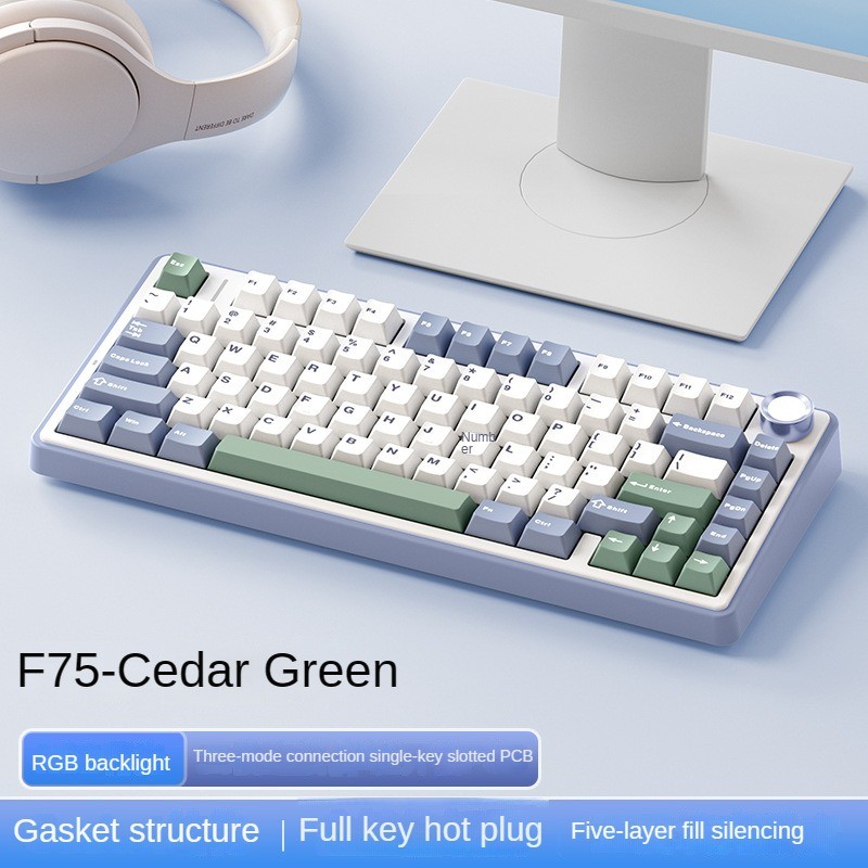 Jual AULA F75 wireless Mechanical Keyboard Reaper Axis Gamer keyboard ...