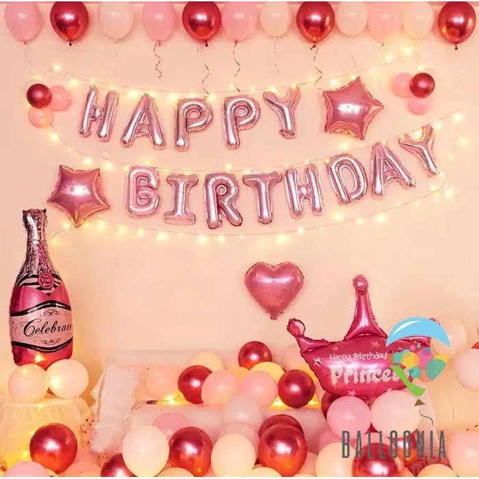 Jual Terlaris LED Set Foil Happy Birthday Pink Princess / Balon ...