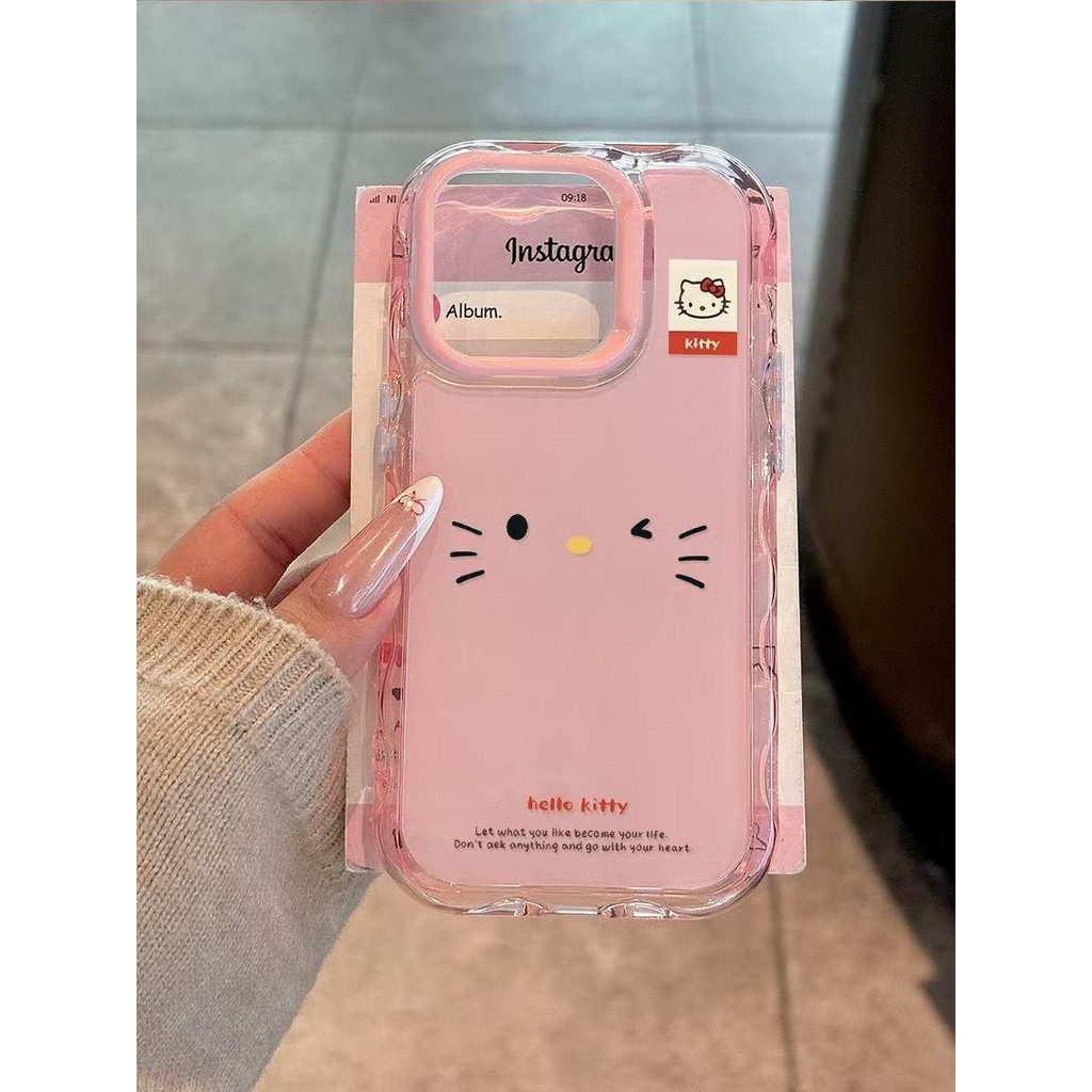 Jual Simple Hello Kitty Biru Pink Sketsa Casing Hp Iphone 15 Plus 16 17 ...