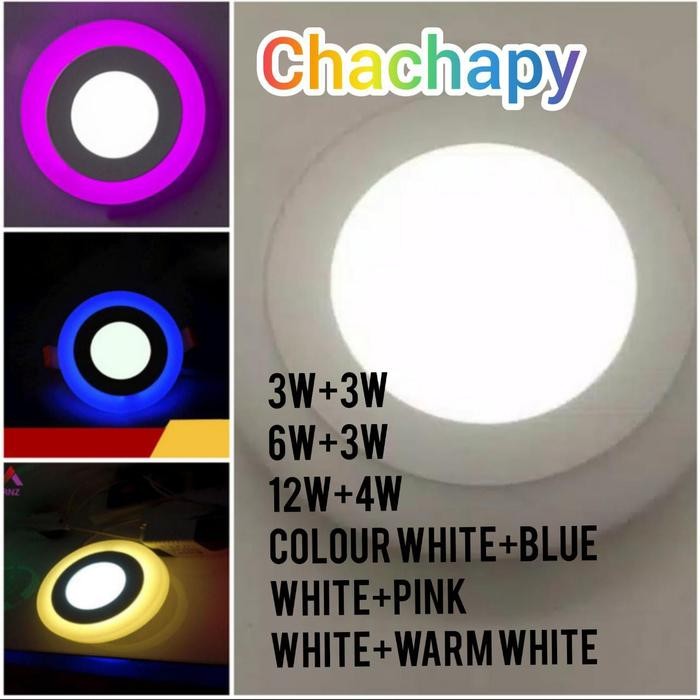 Jual DOWNLIGHT LED 2 WARNA 3+3 WATT READY BULAT DAN KOTAK TENGAH ...
