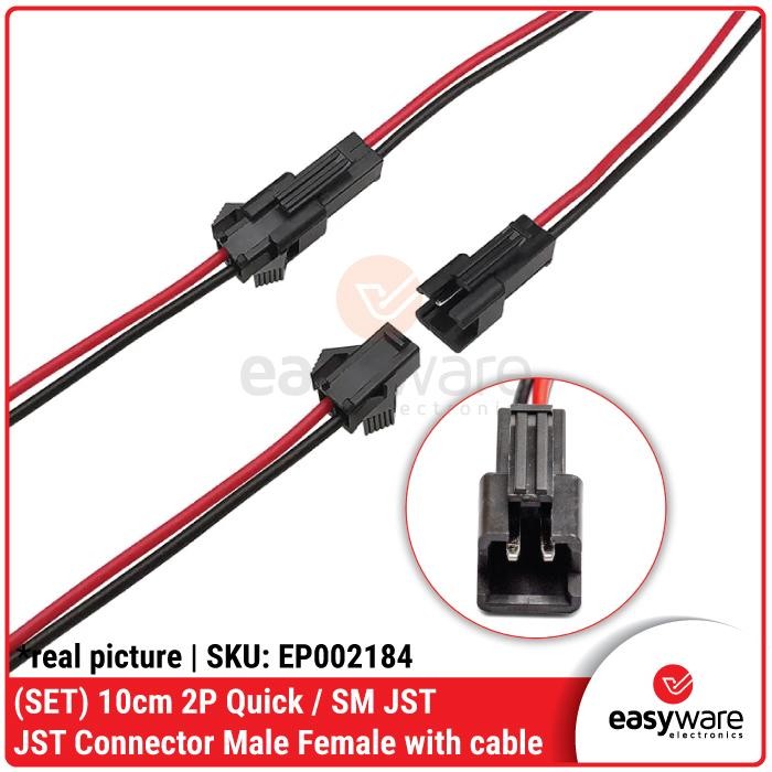 Jual 10cm JST SM 2 Pin 2P Male to Female Jack Wire Connector Quick ...