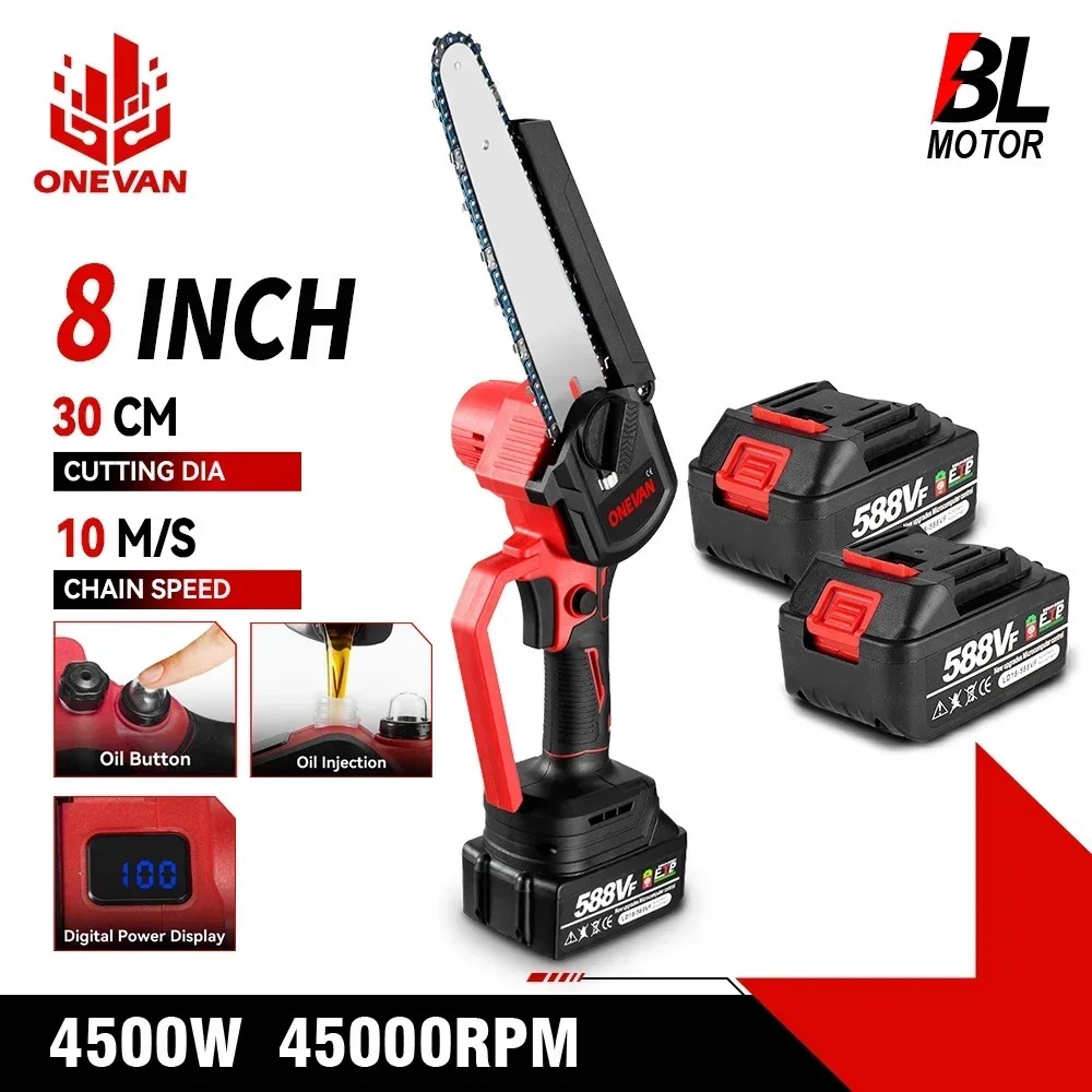 Jual New ONEVAN Brushless 8 Inch Electric Saw Automatic Oiler Handheld ...