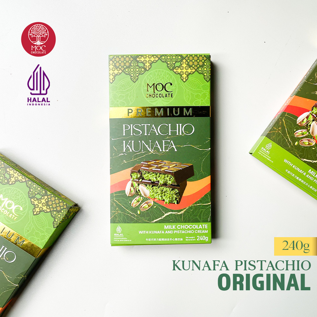 Jual MOC Chocolate - Pistachio Kunafa Chocolate Original 240g - Halal ...