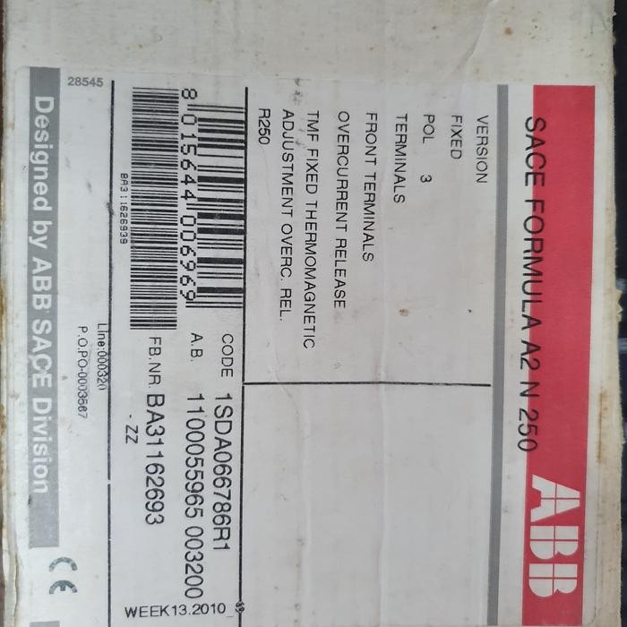 Jual Terbagus Mccb Abb A2N 250 Sace A2 Formula | Shopee Indonesia