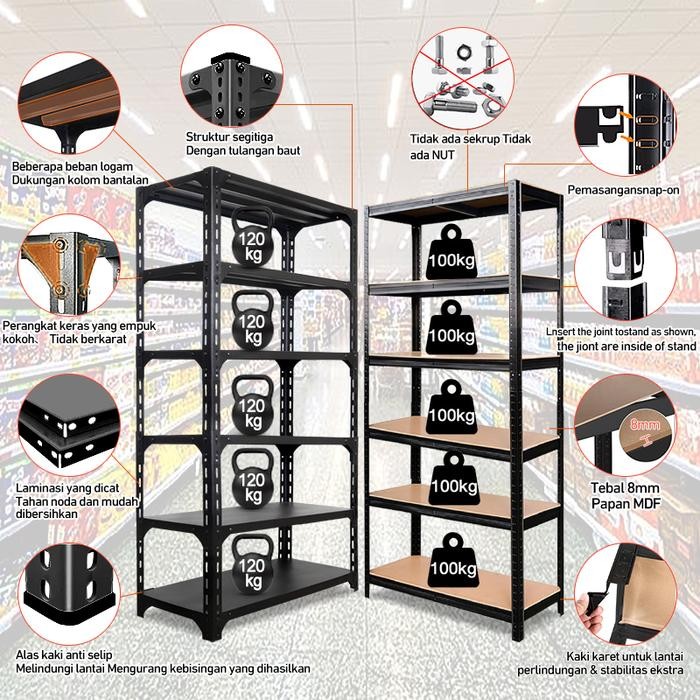 Jual Rak Besi Siku 5 Susun Rak Tanpa Baut Serbaguna Boltless Rack ...