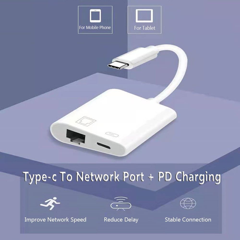 Jual IMPORT Connection Mobile Phone Adapter Type-C to RJ45 Port ...