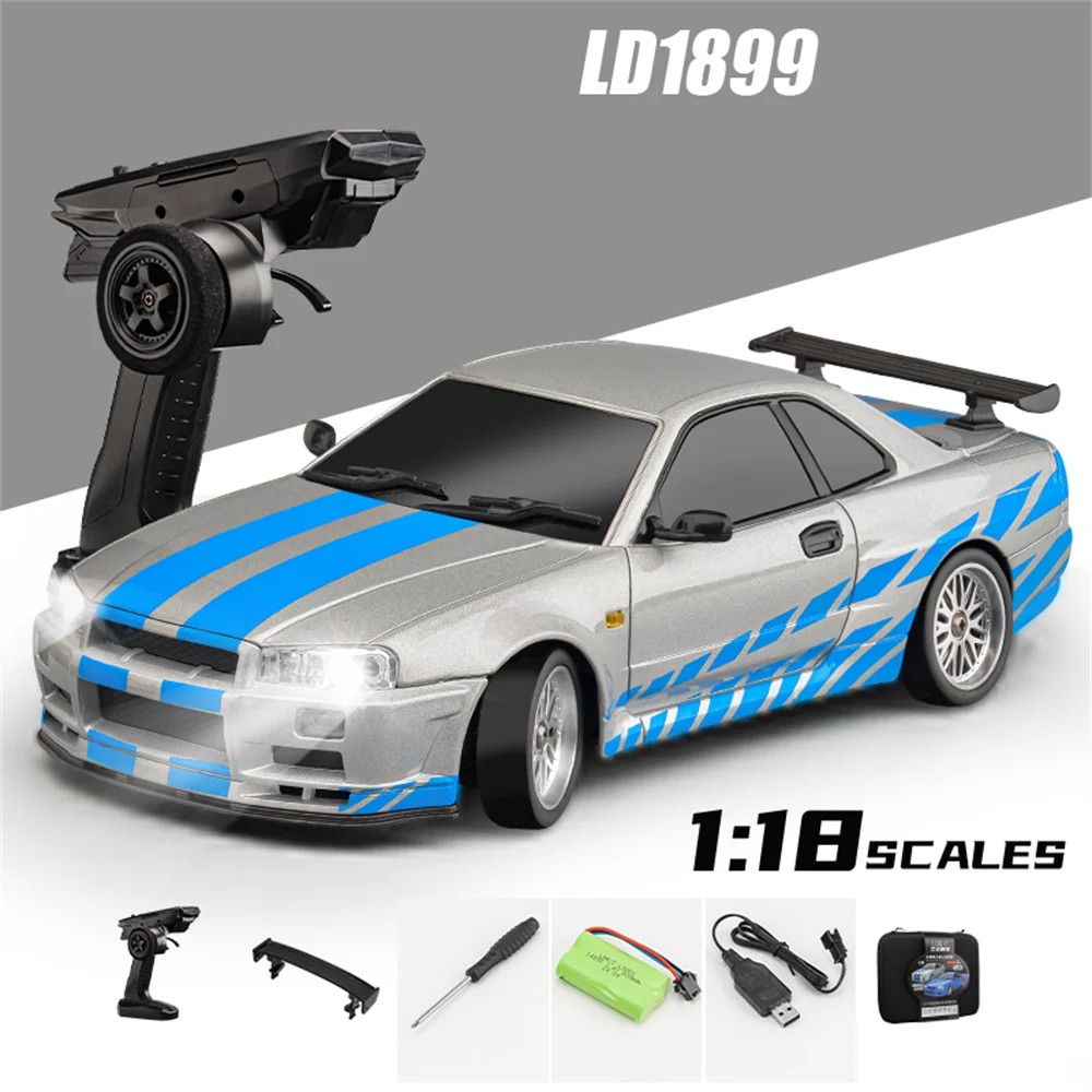 Jual LDRC 1899/A99 RTR 1/18 2.4G RWD RC Car Drift GTR R34 Gyro LED ...