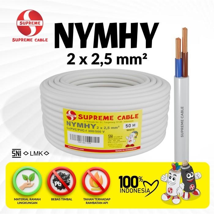 Jual SUPREME CABLE - Kabel Listrik Serabut Tembaga Murni Fleksibel - NYMHY 2 x 2.5 mm 50m ...