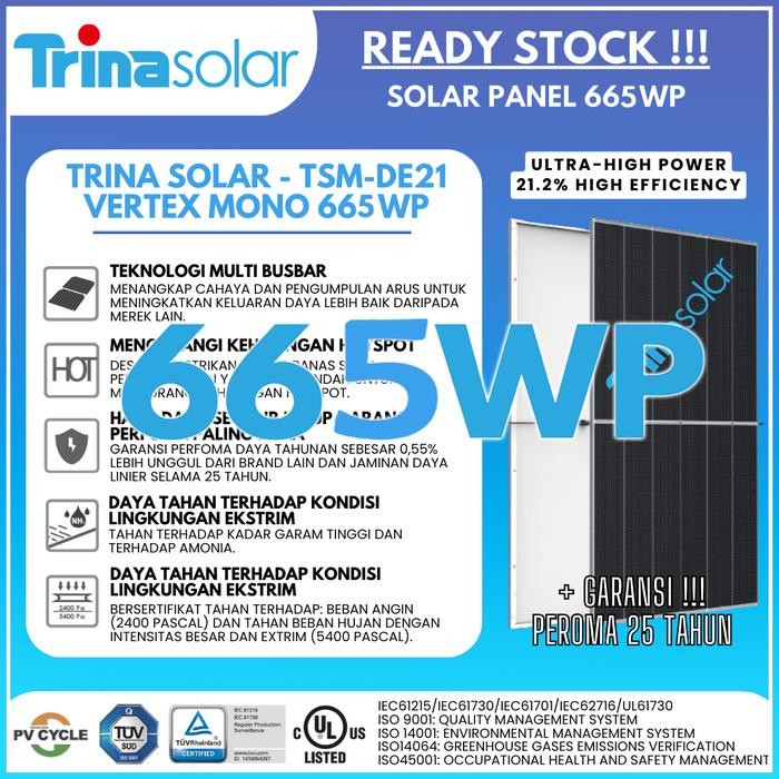 Jual Trina Solar Cell / Panel Surya 660WP Mono Tier 1 Bukan Jinko Longi ...